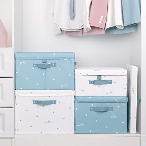 RSTJ-Sjef Oxford Cloth Wardrobe Baskets,Home Fabric Storage Bin,Foldable Wardrobe Organiser Boxes,Used for Cabinets, Shelves, Wardrobes, Toys, Clothes,Blue,M