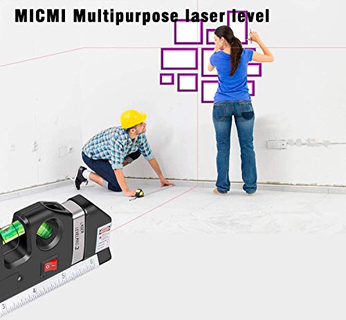 XINGXIN, Multipurpose Laser Level Laser Line 8 feet Measure Tape Ruler Adjusted Standard and Metric Rulers Laser Level Line Tool for hanging pictures-Hanging cabinets-Tile Walls, Black