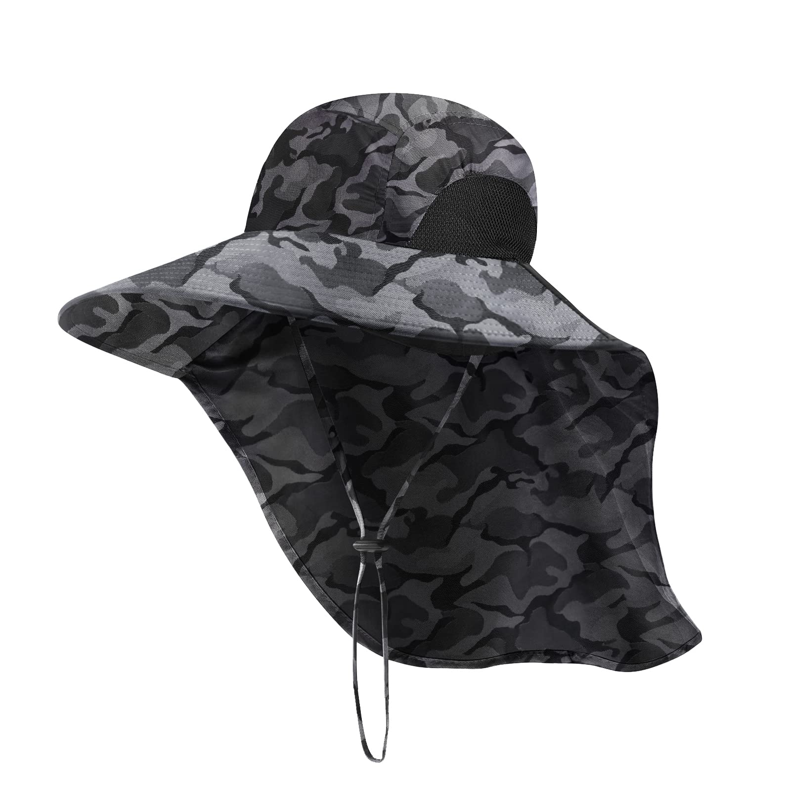 Outdoor Sun Hat for Men with 50+ UPF Protection Safari Cap Wide Brim Fishing Hat with Neck Flap, for Dad… Camouflage