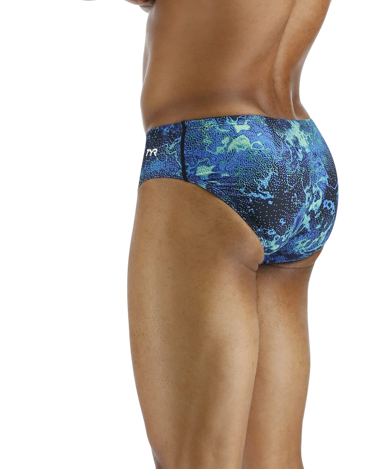TYR Men's Standard Durafast Lite Racer Brief Swimsuit, Diploria Green/Blue, 30