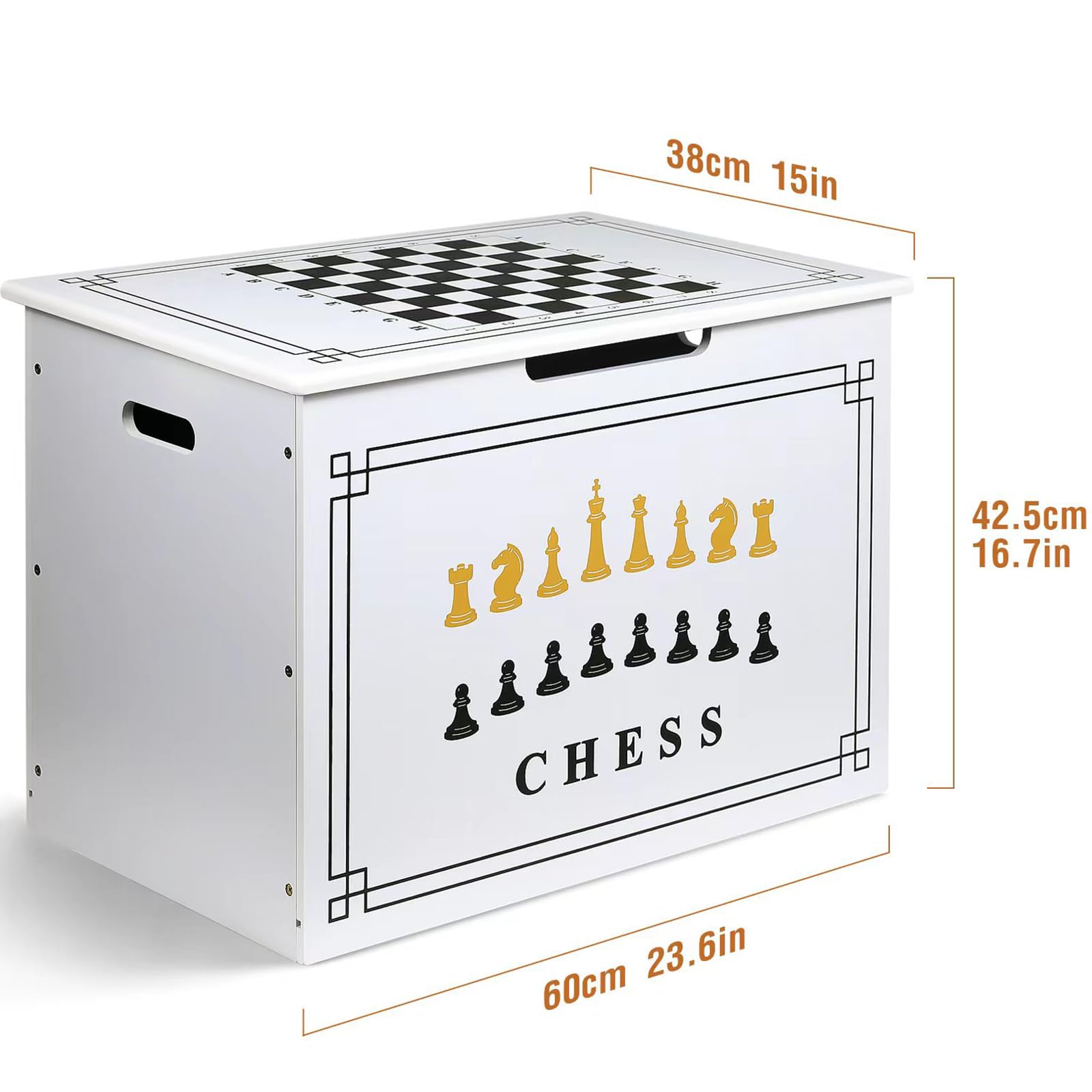 Pierybyt Wooden Storage Chest, White, 23.6" x 15" x 16.7",Storage Chest With Safety Hinges,For Organize and Store Your Child's Toys ,Item Storage, Playroom Storage.