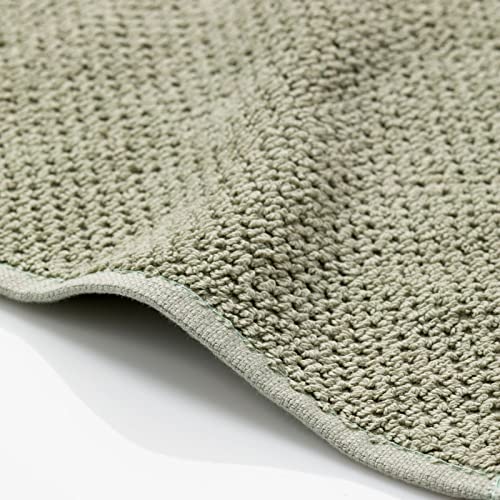 Nate Home by Nate Berkus 100% Cotton Textured Rice Weave Bath Towel Set of 4 | Soft and Absorbent Solid Bathroom Towels from mDesign - Set of 4, Lichen (Sage Green)
