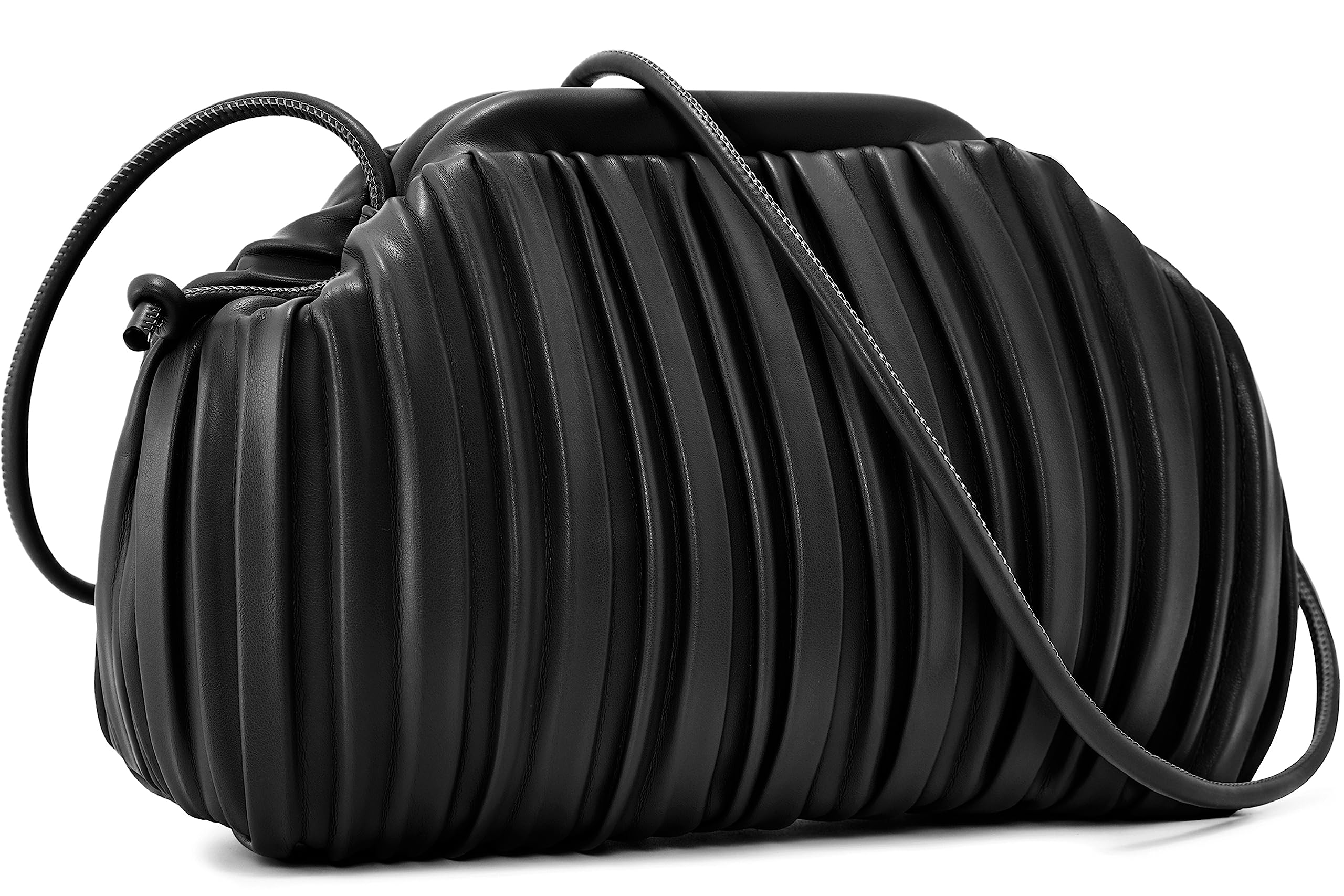 NIUEIMEE ZHOU Ruched Dumpling Bag for Women PU Leather Cloud Handbag Clutch Purse Retro Shoulder Crossbody Bags