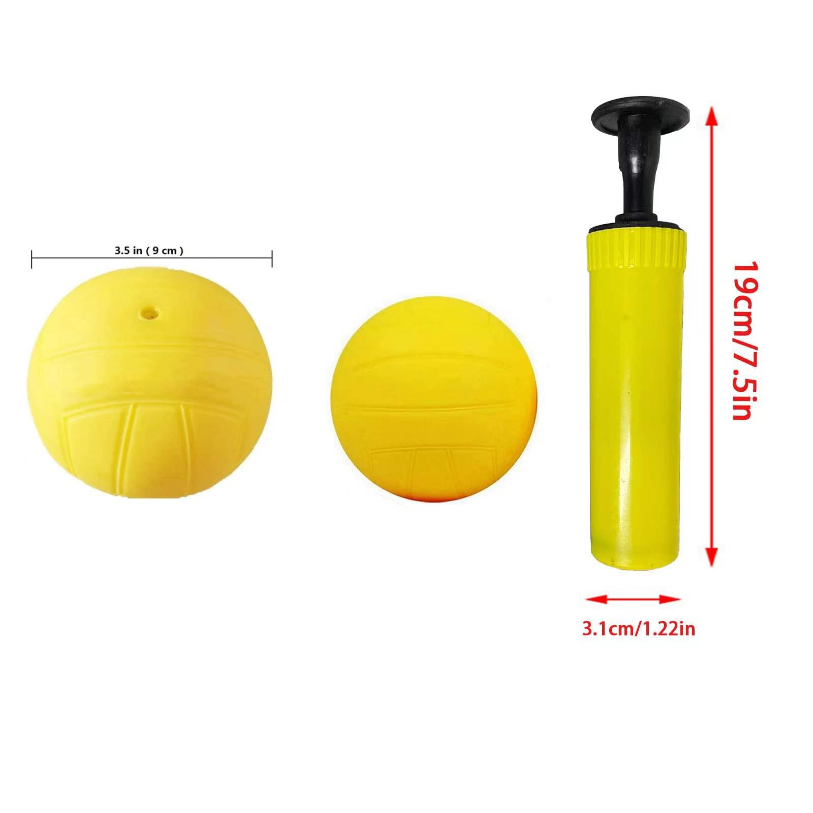 Round Net Game Balls 3 Pack Replaceable Mini Volleyball with Pump Compatible with Spike Ball, Outdoor Volleyball Game