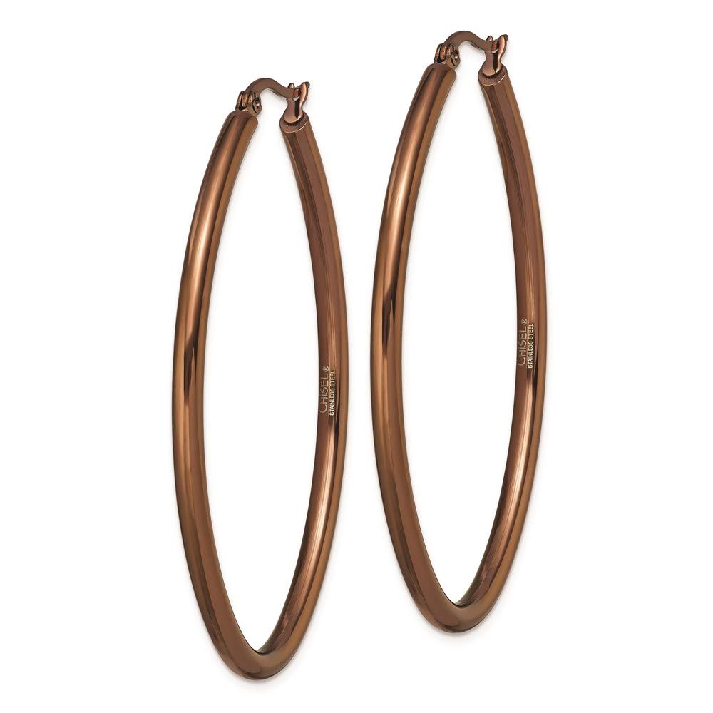 Stainless Steel Brown Plated 55mm Oval Shape Hoop Earrings Fine Jewelry For Women Gifts For Her