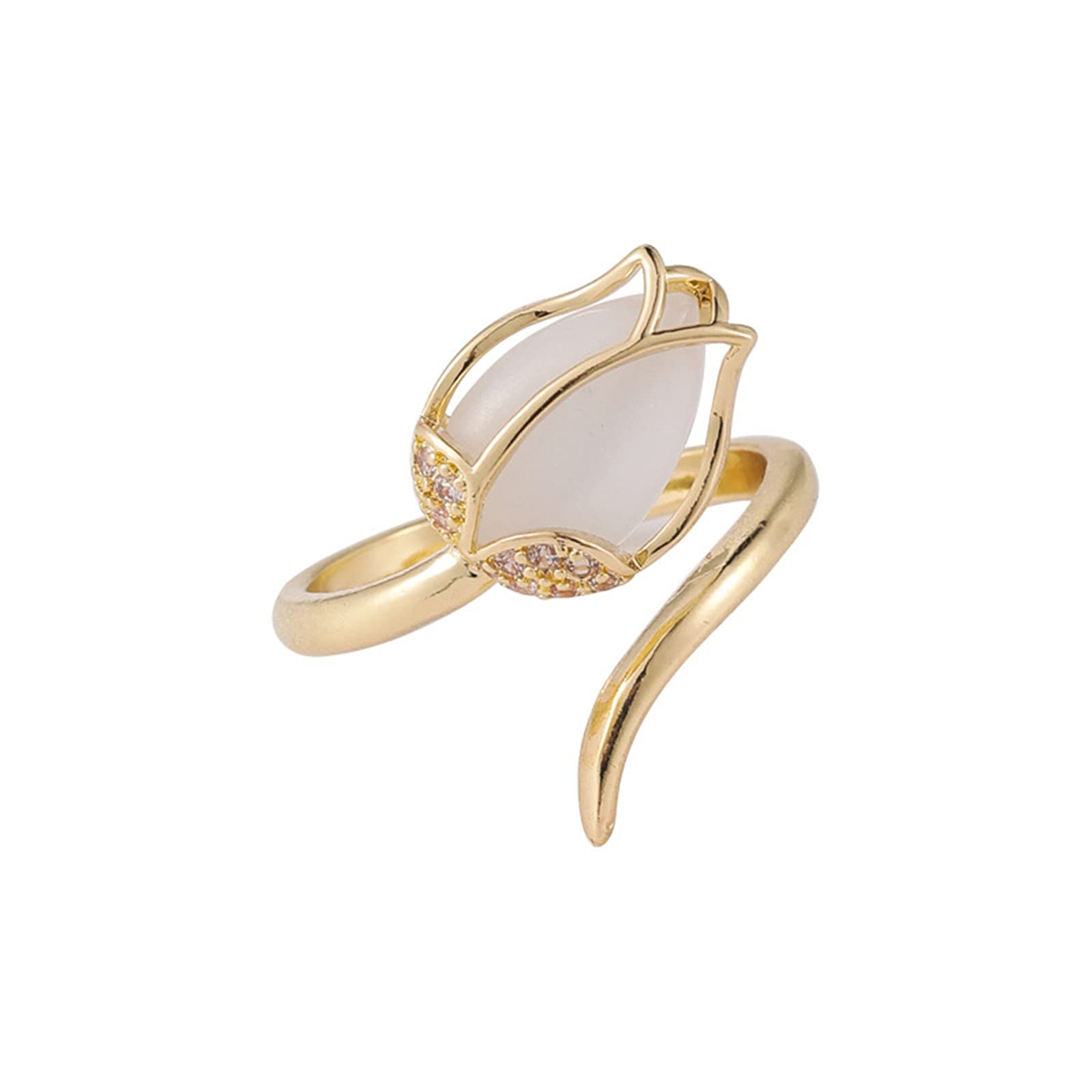 Wedding Rings Open The Design Personality Ring Flowers Opal N-iche T-ulip Fashion Rings Beautiful (as Show, One Size)