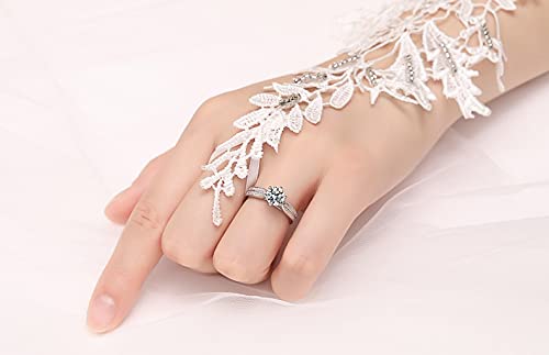 StarGems 1ct Moissanite 925 Sterling Silver Platinum Plated Zirconia Eiffel Tower Vintage Four Prong Ring B4425-1ct-6