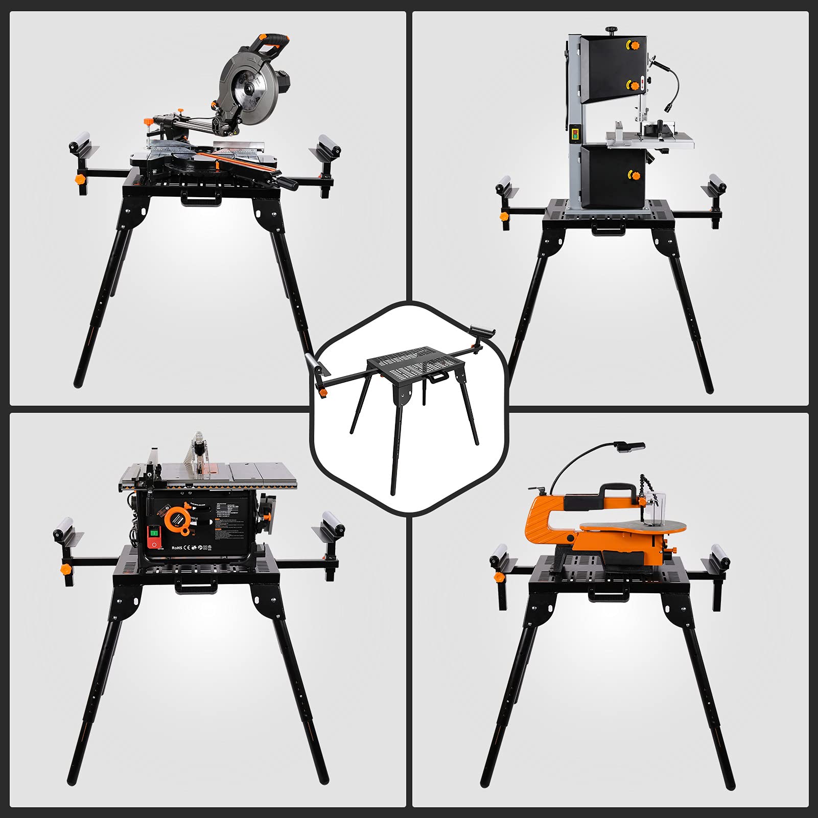 Saw Stand, Power Tools Stand with Workbench Station, Supports up to 500 lbs, 6-Level Height Adjustment, 67-4/5" Max Sliding Rail, Universal Saw Stand for All Saws even Cutting Machine-SS01