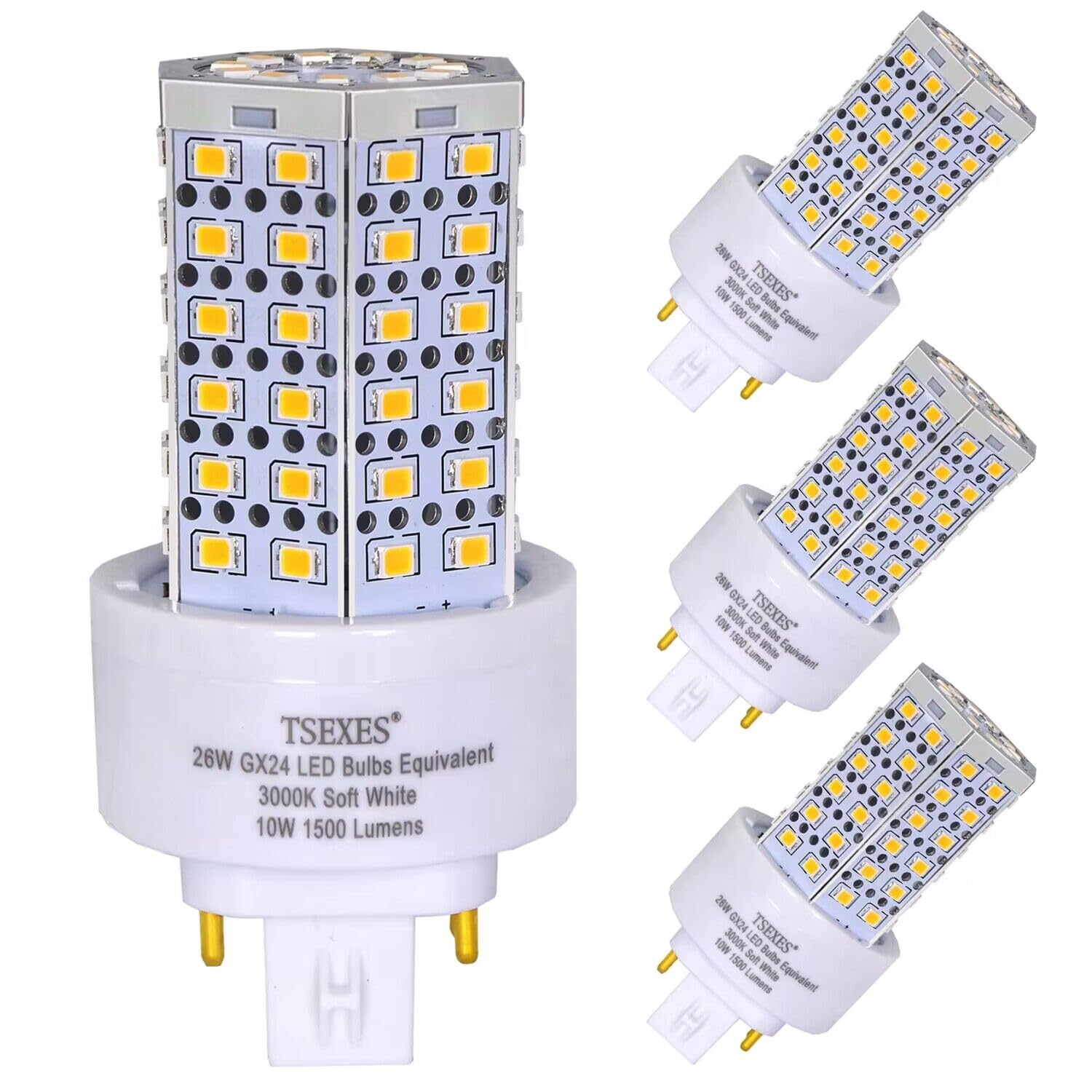 TSEXES Upgrade Gu24 LED Light Bulbs,10W (100W Equivalent), 6000K Cool White, Replacement 2 Prong T2 Spiral CFL Bulb/Compact Fluorescent,2 Pack