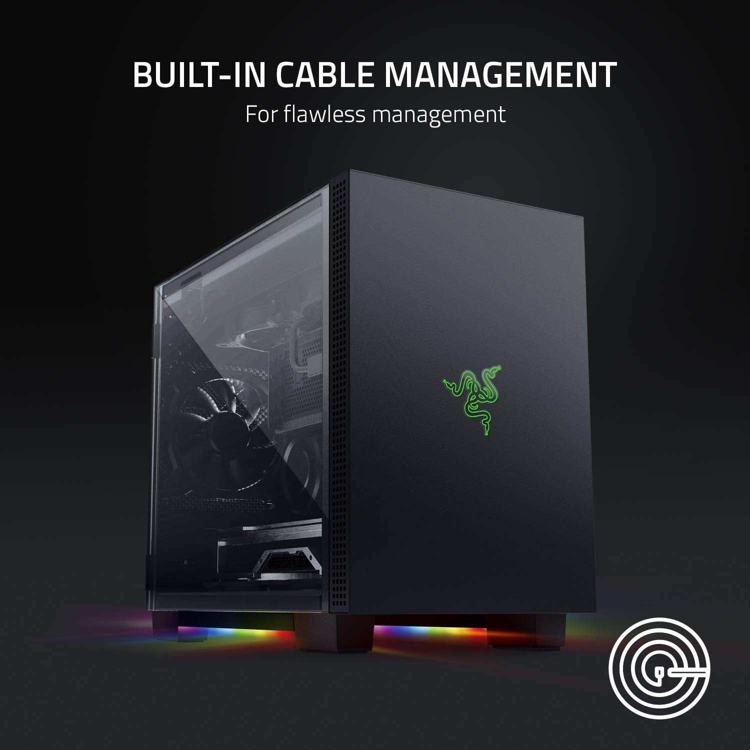 Razer Tomahawk Mini-ITX Gaming Case: Dual-Sided Tempered Glass Swivel Doors, Ventilated Top Panel, Chroma RGB Underglow Lighting, Built-in Cable Management, Classic Black