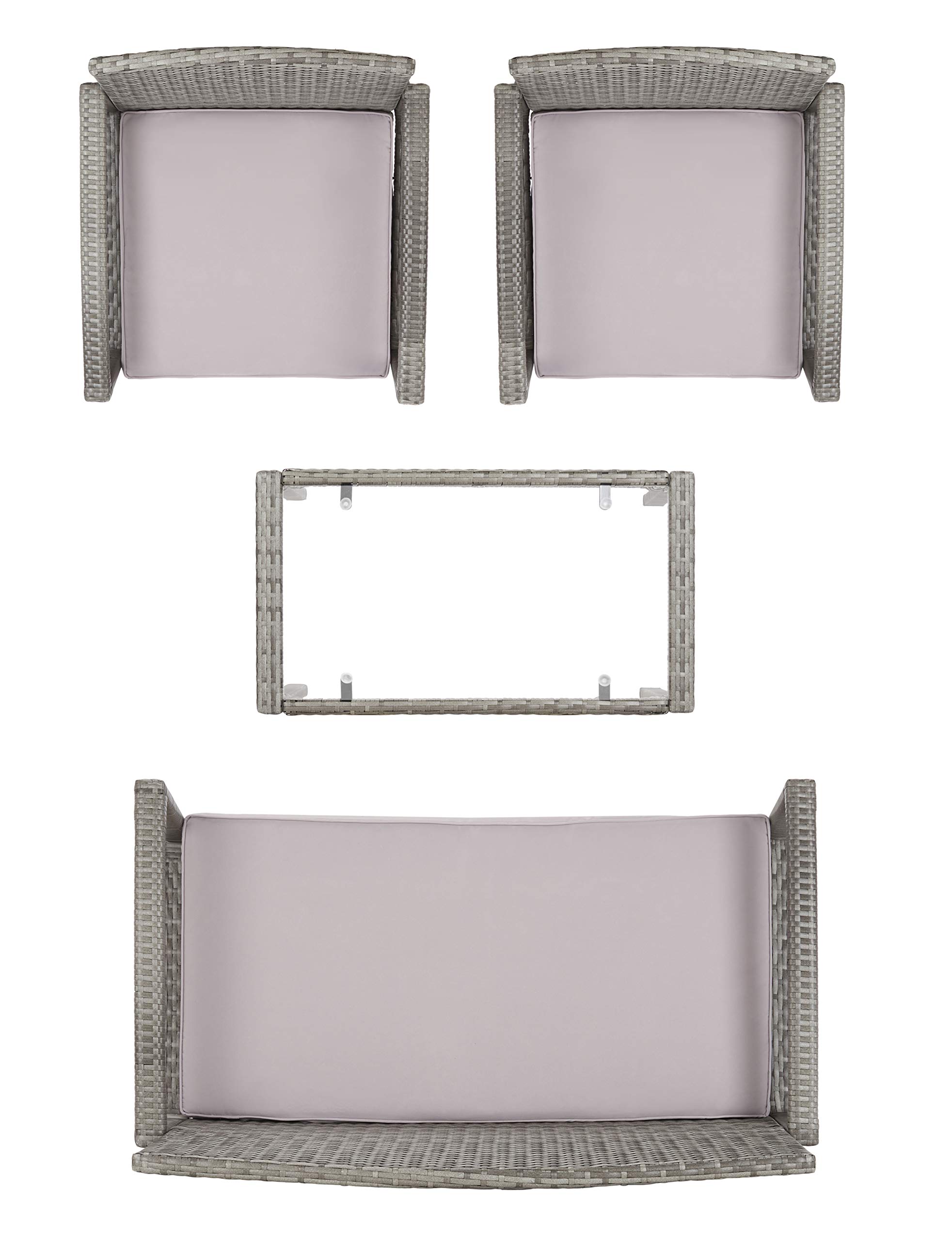 Safavieh PAT7507B Collection Bassey Grey 4-Piece Outdoor Living Patio Set