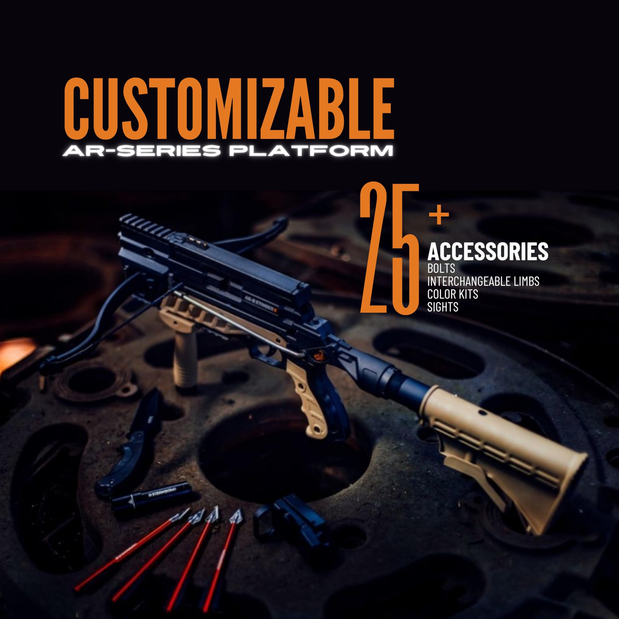 Steambow AR-6 Stinger II Tactical Repeating Crossbow | 6 Shot, AR Style, Modular, Mini Crossbow and Arrow Set for Adults & Youth
