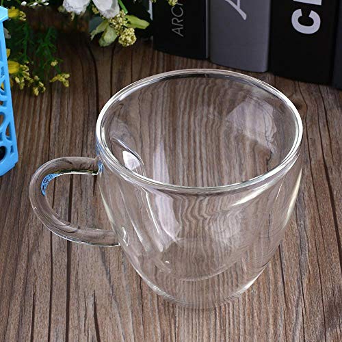VEOOJRFEY 2 Pcs/Set Heart Shaped Double Wall Insulated Glass Milk Lemon Juice Cup Tea Cups Lover Coffee Mug Drinkware for Home Party Birthday Gifts