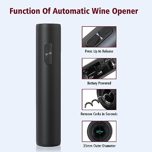 RUIVOKUR Electric Wine Opener Set, Battery Operated Wine Bottle Opener, Automatic Corkscrew Wine Opener with Foil Cutter, Vacuum Stopper, Aerator Pourer, Storage Base, Wine Opener Gift Set