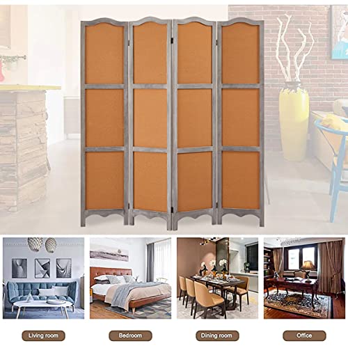 RHF 5.10 Ft Tall Wood Room Divider Folding Screens Panel, Divider & Room Dividers, Note Board Panels Folding Privacy Screens for Bedroom, Living Room, Office, Restaurant (4 Panel, Gray)