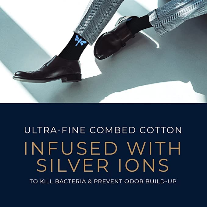 Villain Inside Turquoise Crew Mens Socks Moisture Wicking Silver Infused Cushion Cotton Socks (6 Pairs)