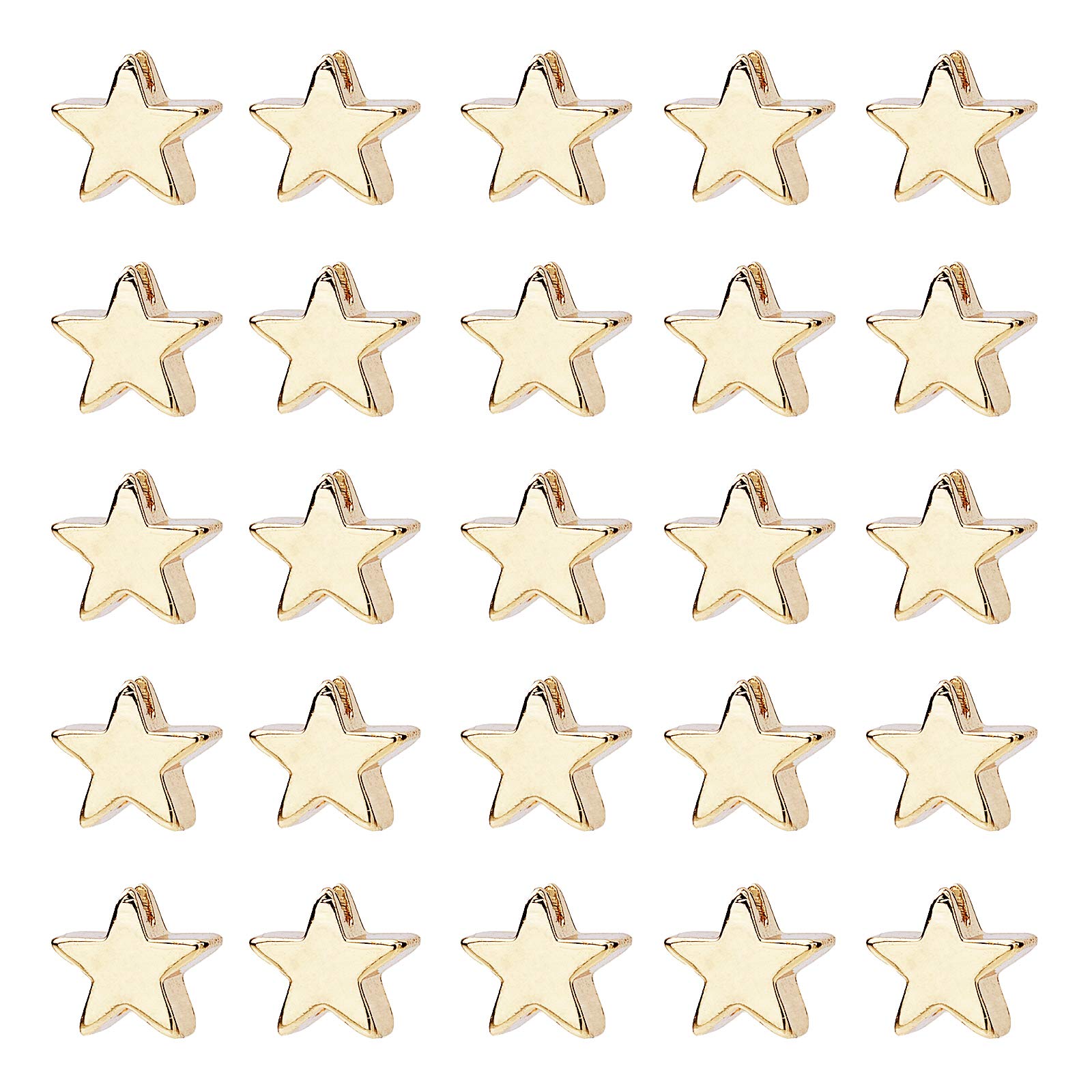PH PandaHall 60pcs 14K Gold Star Beads 6mm Twinkle Star Beads Long-Lasting Spacer Beads Metal Brass Star Charm Beads Jewelry Beads for Necklace Bracelet Earring Christmas 4th of July