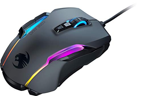 ROCCAT Kone AIMO Remastered PC Gaming Mouse, Optical, RGB Backlit Lighting, 23 Programmable Keys, Onboard Memory, Palm Grip, Owl Eye Sensor, Ergonomic, LED Illumination, Adjustable to 16,000 DPI-Black