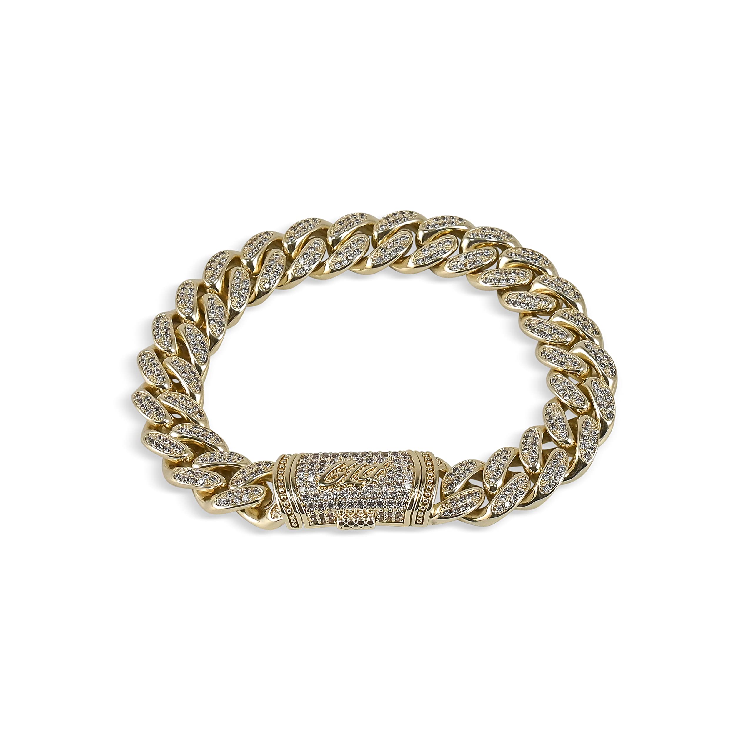 The GLD Shop 12MM Diamond Cuban Bracelet, 7" - Gold (Gold, 8 Inch)