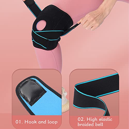 VINGVO Knee Support, Polyester Hook and Loop Knee Support for Exercise Protection (Blue)