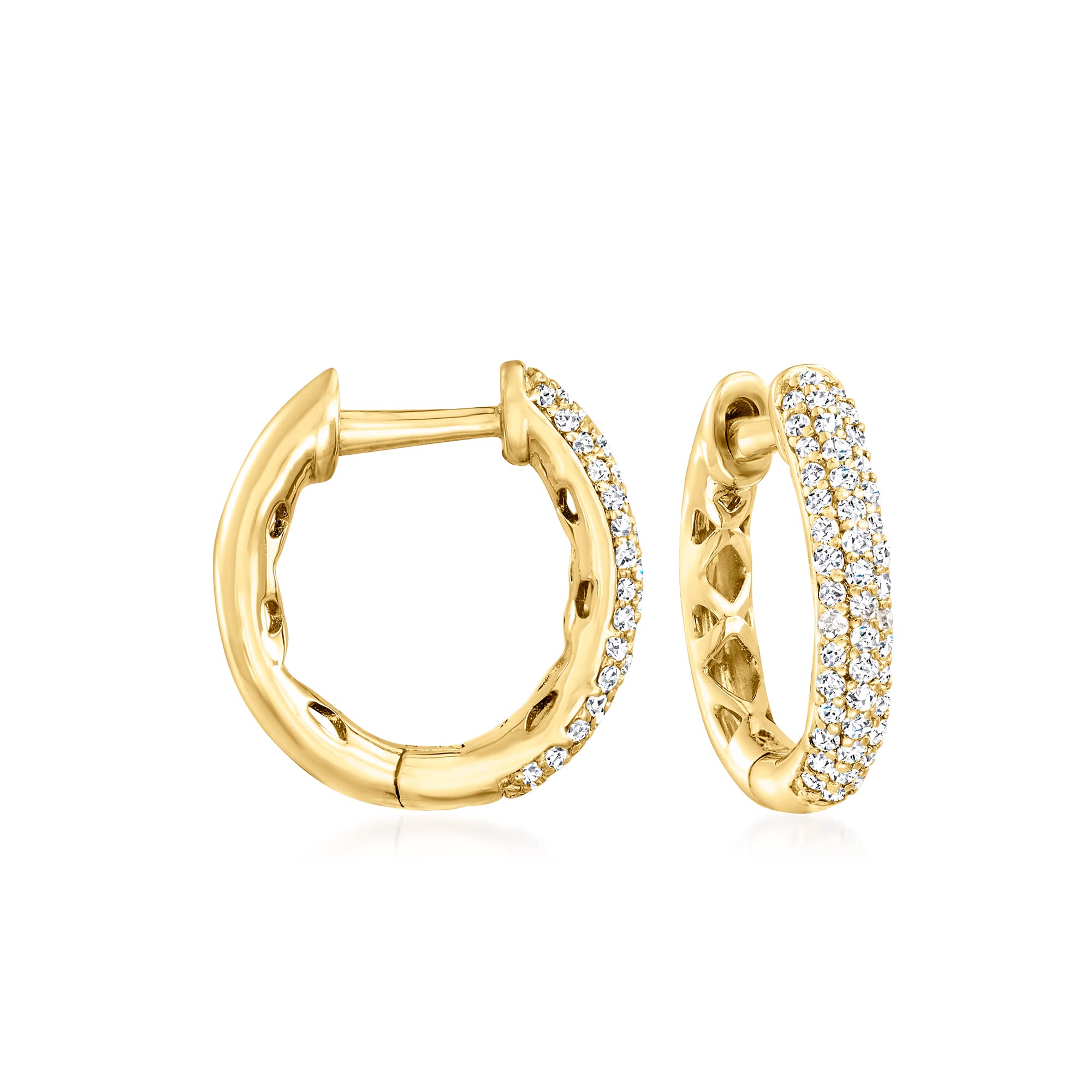 RS Pure by Ross-Simons 0.25 ct. t.w. Diamond Huggie Hoop Earrings in 14kt Yellow Gold