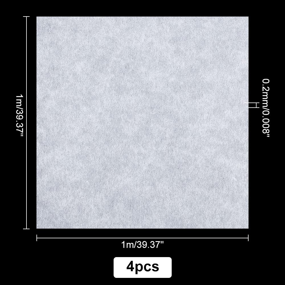 PandaHall 4 Sheets 39x39 Inch Embroidery Stabilizer Backing Interlining, Fusible Cut Away Stabilizer Interfacing Webbing Non Woven Interfacing White Interfacing Fabric for Hand Sewing Embroidery