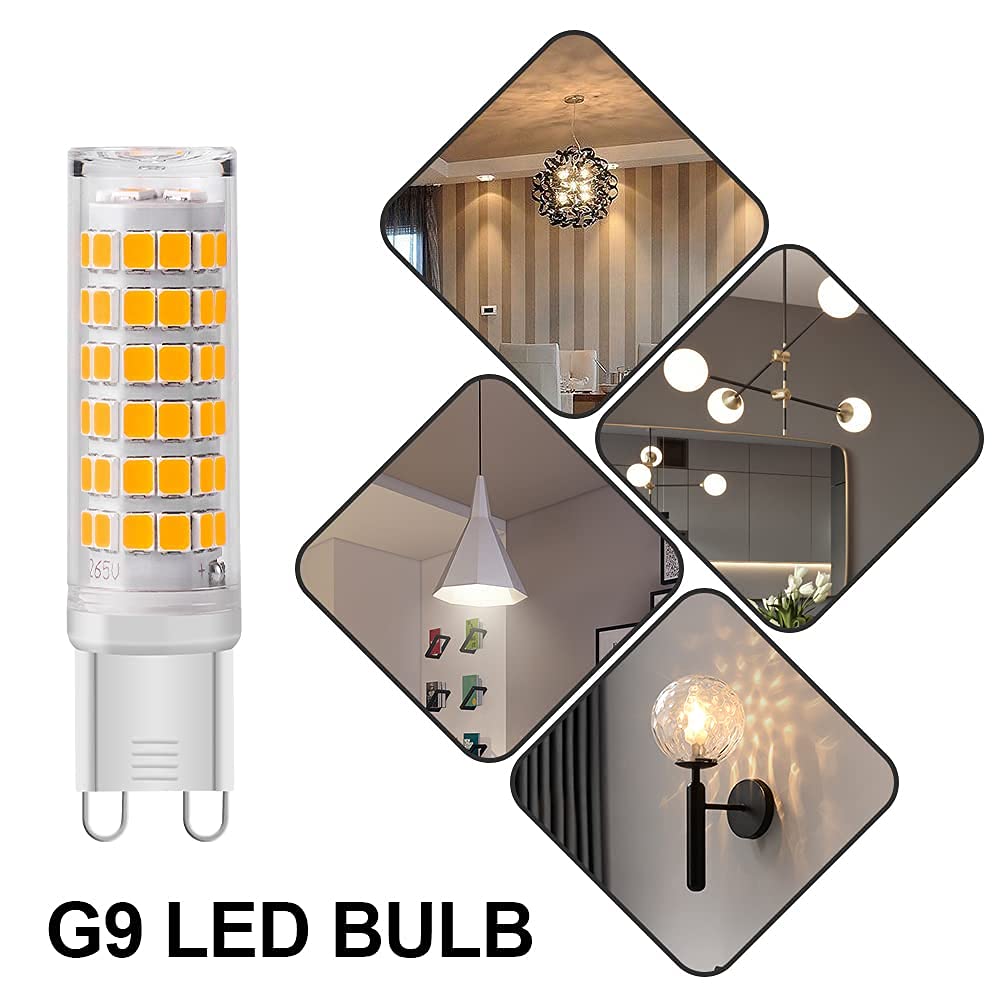 SBOJZM 5 Pack No-Dimmable G9 LED Bulbs 7W 3000k Soft Warm White, 75W Halogen Equivalent, G9 Bi Pin Ceramic Base, T4 Chandelier Light Bulbs 110V-220V No-Flicker 500 Lumen 360°Beam Angle