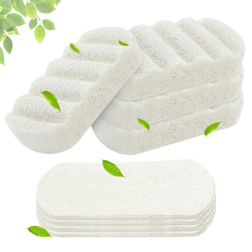 MMRH Natural Kitchen Konjac Compression Sponge, Powerful - Reusable Cleaning Sponge - Degradable Magic Eraser - Multi Functional Household Non Scratch Dish Cleaning Scrub Sponge (4 Pack) (Off-White)