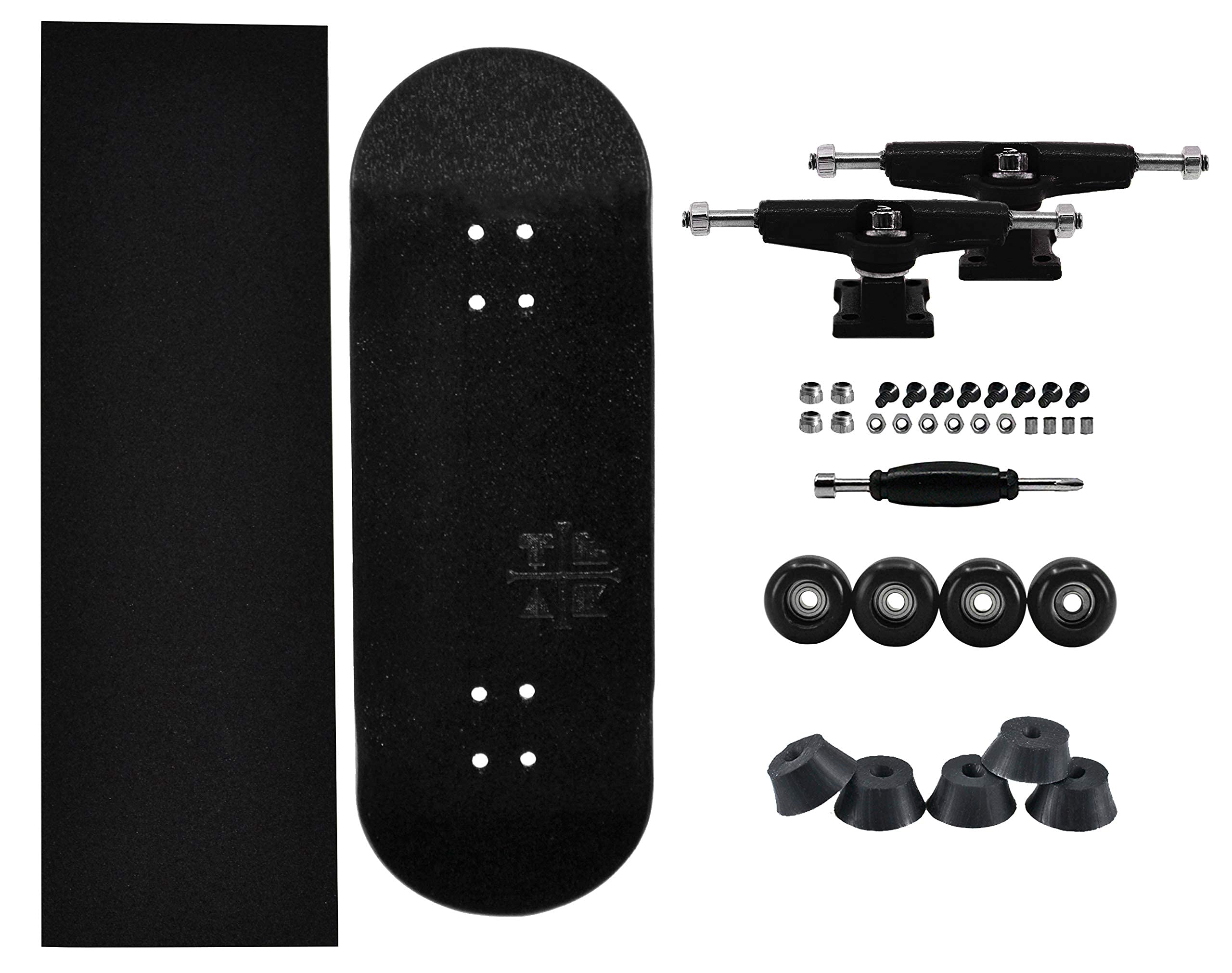 Prolific Series Complete Fingerboard with Upgraded Components - Pro Board Shape and Size, Bearing Wheels, Bushings and Trucks - 32mm x 97mm Handmade Wooden Board Edition