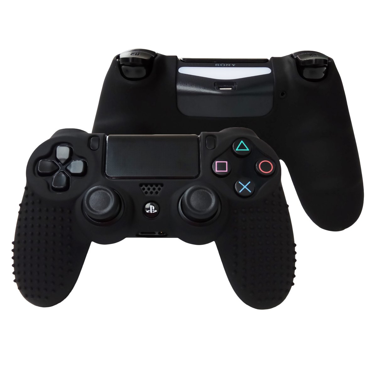 Pandaren PS4 Controller Grip,STUDDED Anti-slip PS4 Controller Cover Silicone Skin for PS4 /SLIM/PRO controller(Black controller skin x 1 + FPS PRO Thumb Grips x 8)