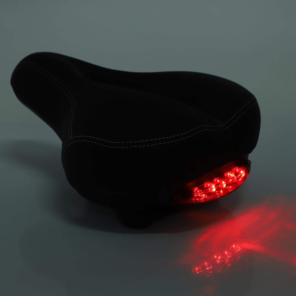 Qiter Bike Saddle, Mountain Road Bike Soft Seat Saddle with Tail Light Replacement Bicycle Accessories