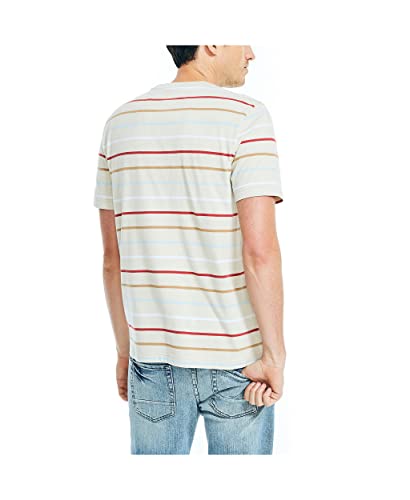 Nautica Men's Sustainably Crafted Striped T-Shirt, Oatmeal Heather, X-Large