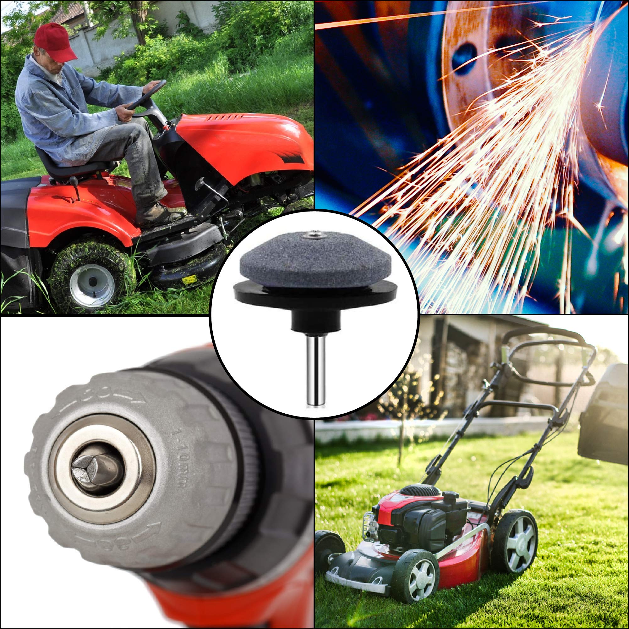 Righthome 4 PCS Lawn Mower Blade Sharpener for Drill, Universal Lawn Tool, Lawnmower Sharpener for Power Drill Hand Drill and Lawn Mower Blade Balancer, Drill Bit Sharpener