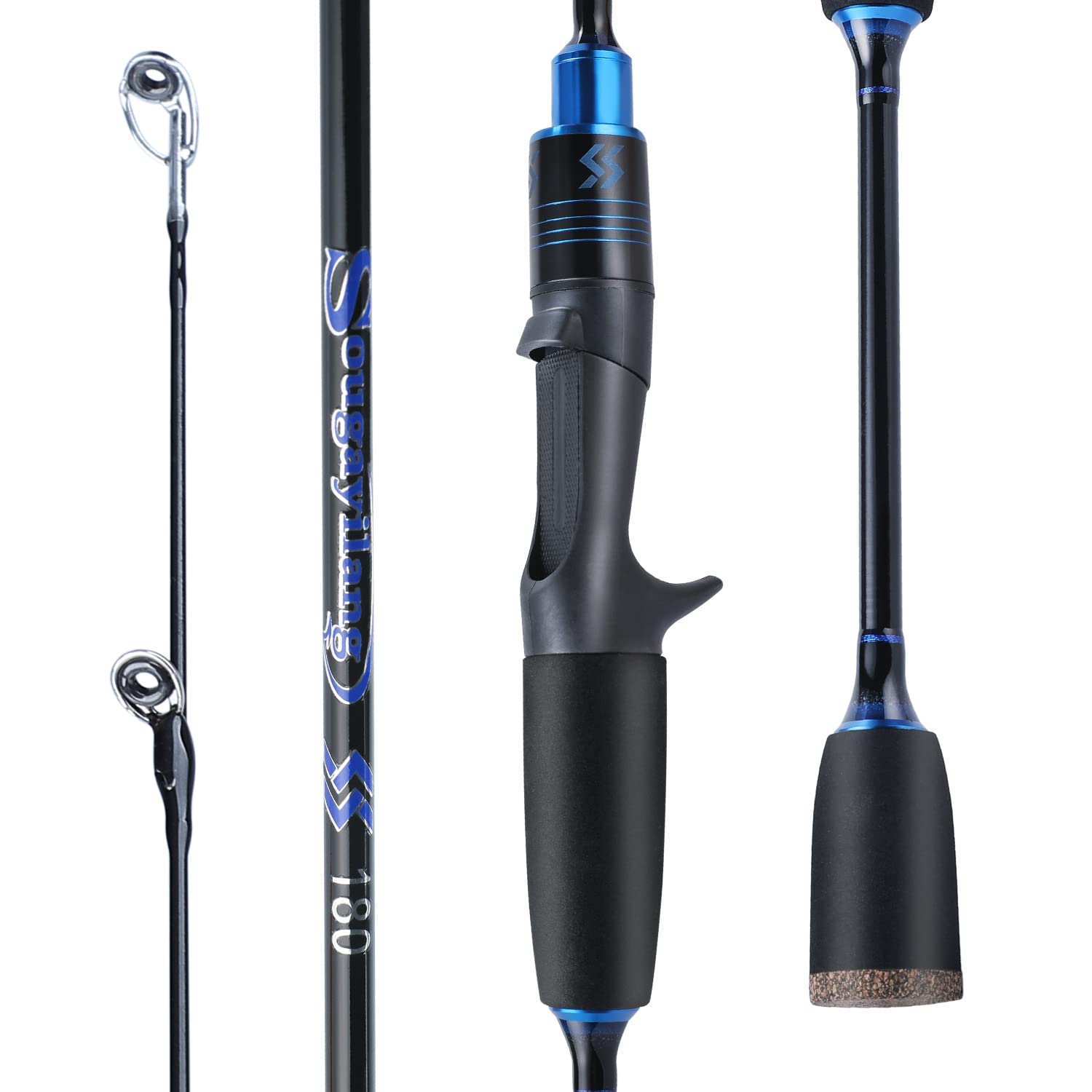 Sougayilang Fishing Rods Ultra-Sensitive Carbon Spinning Rods Blanks with Comfort EVA Grip Rod Handle 2 Pieces Trout Rod
