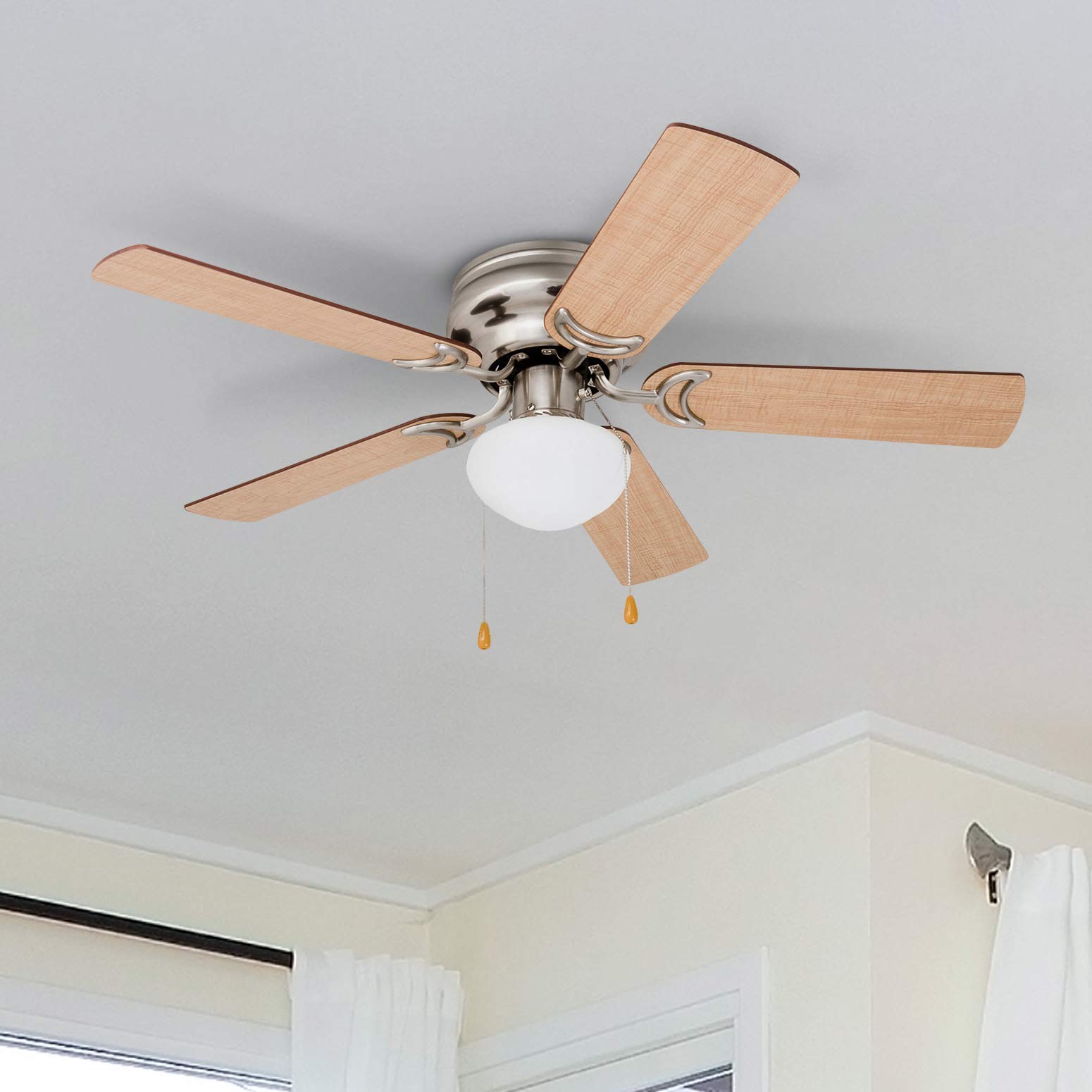 Prominence Home 80029-01 Alvina Led Globe Light Hugger/Low Profile Ceiling Fan, 42 inches, Satin Nickel (Renewed)