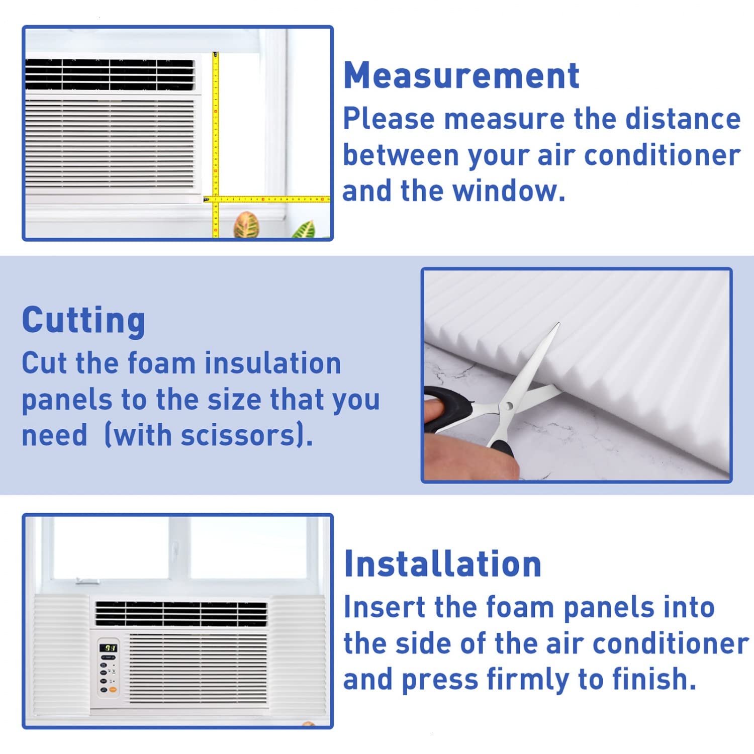 YoleShy Window Air Conditioner Side Panels Foam Insulation Panels for Window Air Conditioner, AC Units Window Insulation Kit 17 X 9 X 1 inch, Pack of 2, White