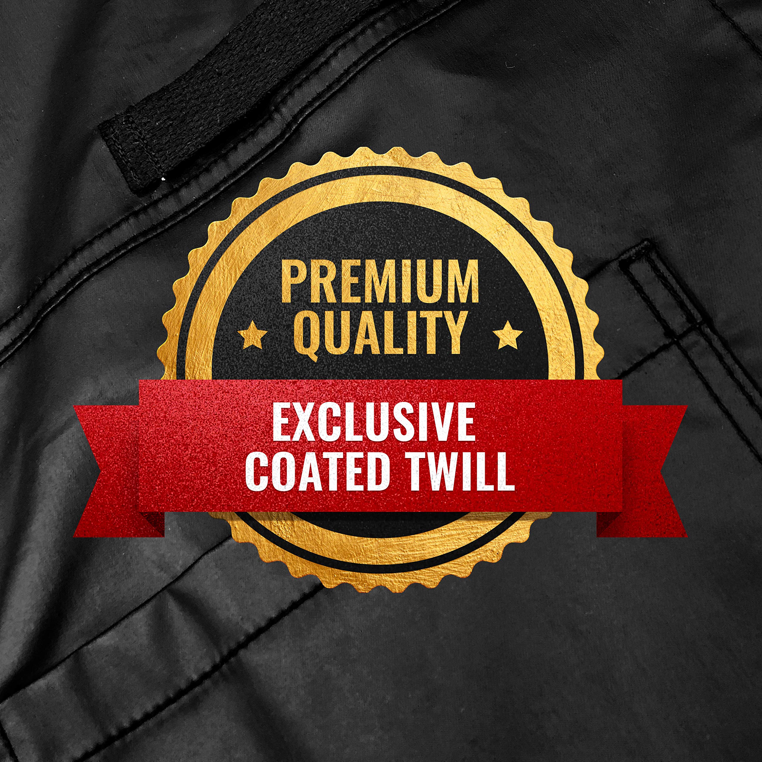 Under NY Sky No-Tie Panther Black Apron β Coated Twill with Leather Reinforcement, Split-Leg, Adjustable for Men and Women β Pro Barber, Tattoo, Barista, Bartender, Hair Stylist, Server Aprons