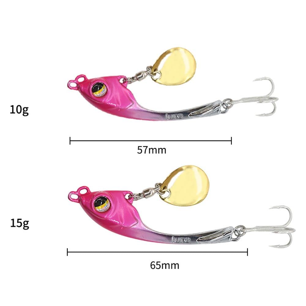 VIB Spoon Bait Spinning Baits Spin Sequin Lure Spinner Sinking Bass Hook Fishing Tackle Pin Hard Bait 10/15g(15g,Black)