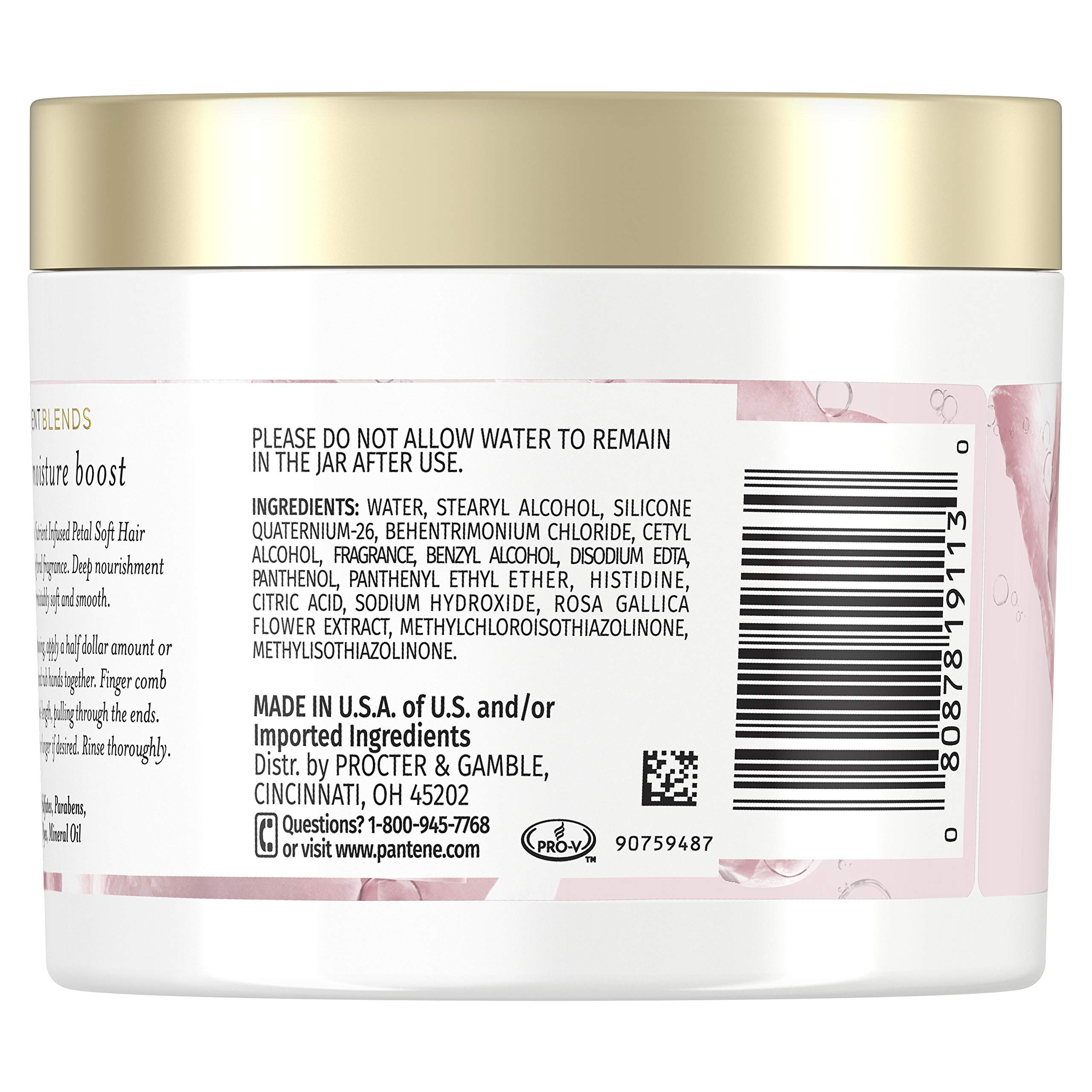 Pantene Nutrient Blends Miracle Moisture Boost Rose Water Petal Soft Hair Treatment, 4.7 fl oz