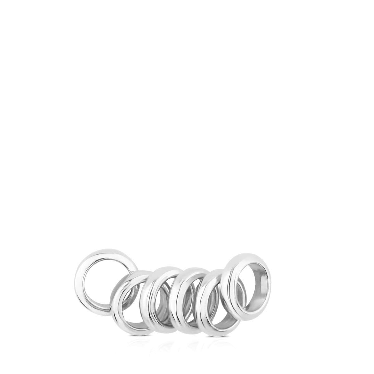 TOUS Pack of 6 Silver Chokers rings