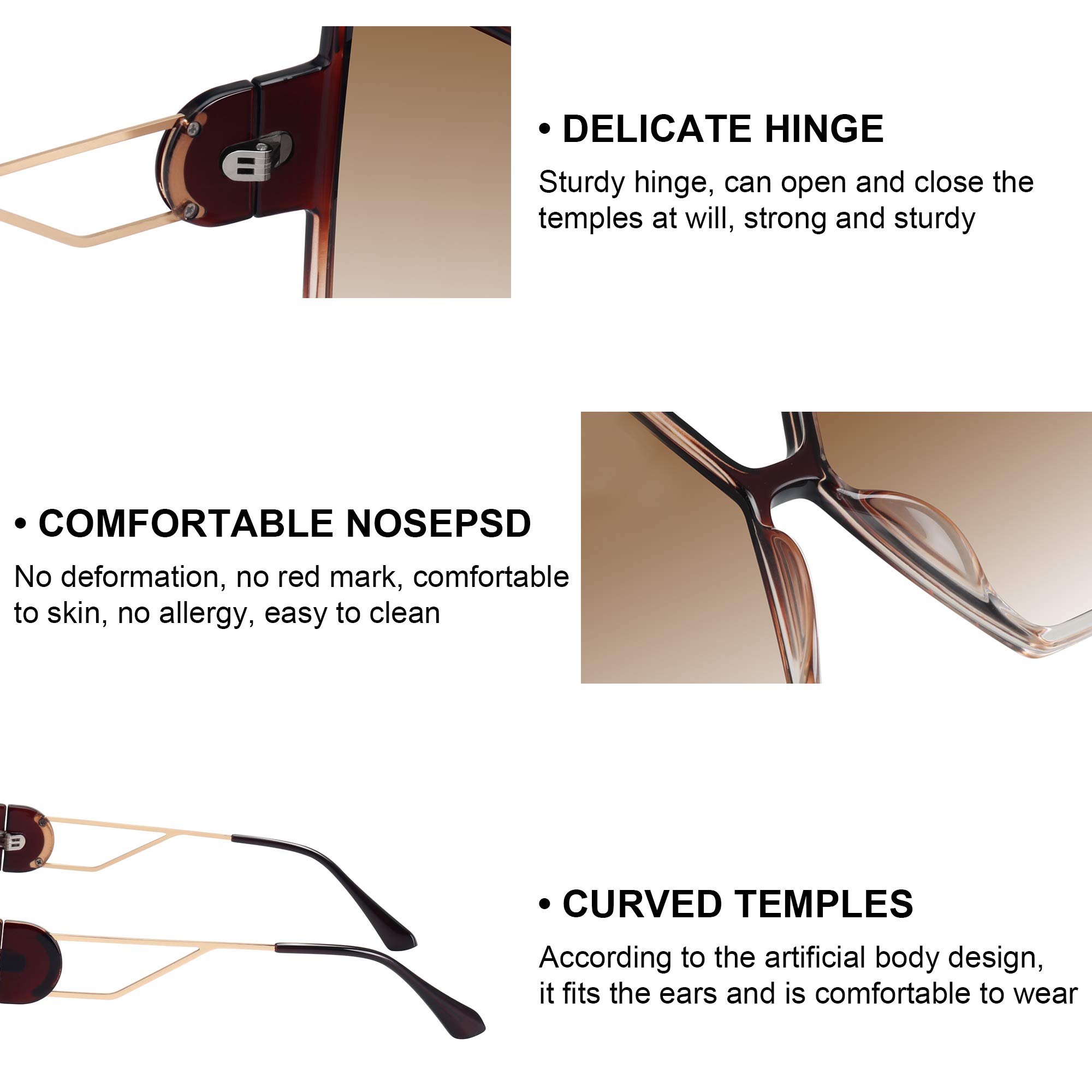 STORYCOAST Oversized Square Sunglasses for Women Fashion Large Shield Shades UV400 Protection (Black Frame-Gradient Gray Lens, 62)