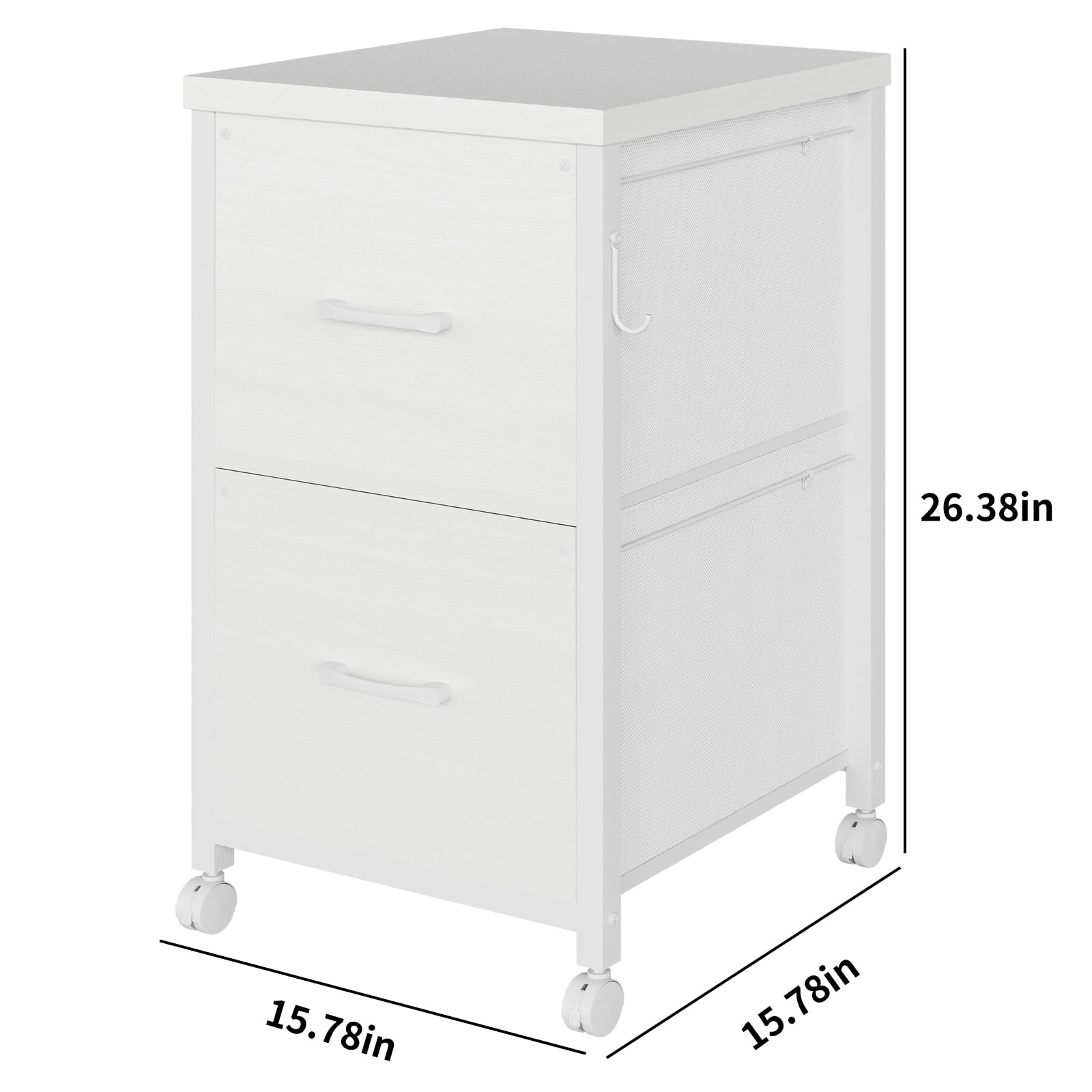 ROSONG 2 Drawer File Cabinet on Wheels for Home Office, Two Drawer Small Filing Cabinets Under Desk Printer Stand, A4 Letter Size Mobile Vertical White