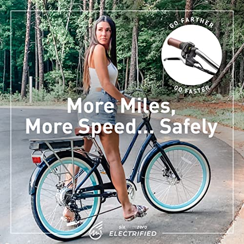 sixthreezero EVRYjourney Women's Electric Bike, 7-Speed Step Through Beach Cruiser eBike Bicycle, 500 Watt Motor, 26 Inch Wheels, Camel Mauve