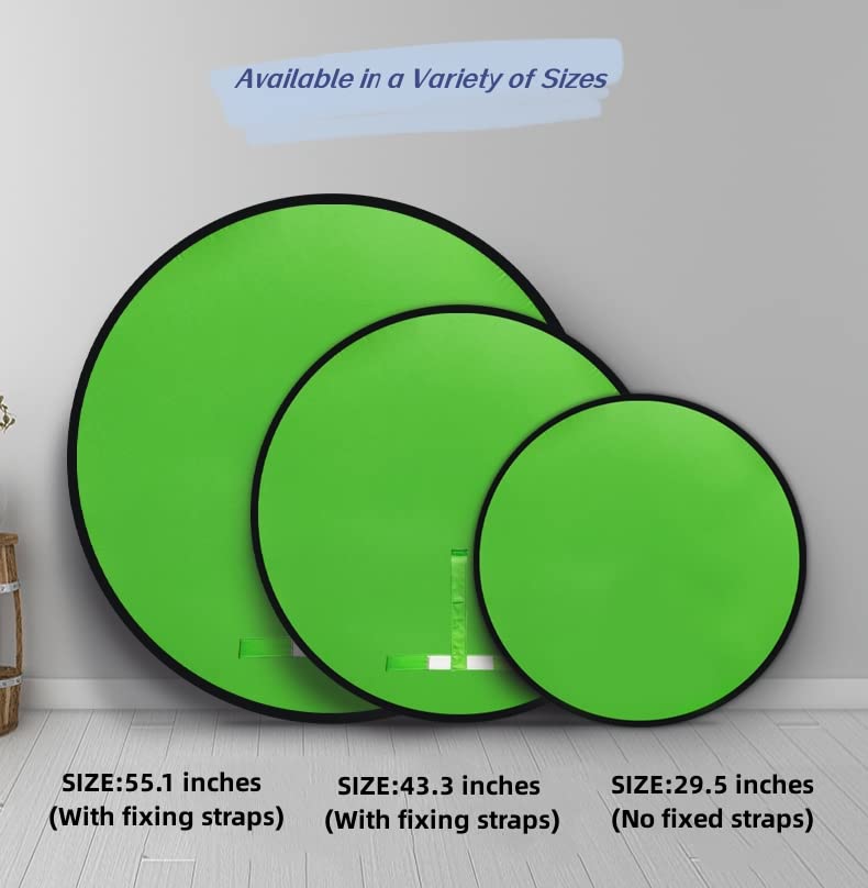 Portable Green Screen Backdrop, Collapsible Webcam Background, Green Screen Chroma Key for Video Chats, Zoom, Online Video Meeting, Photo with Storage Bag (55.1×55.1inch(Circle))