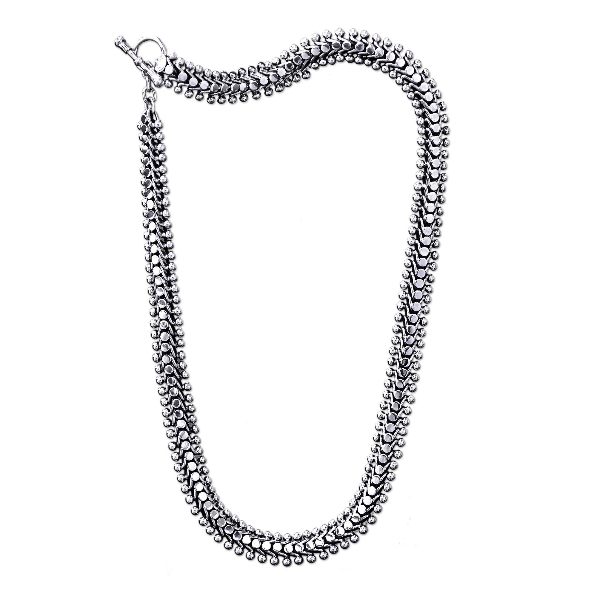 NOVICA Artisan Handmade Sterling Silver Chain Necklace No Stone Indonesia [17 in L x 0.4 in W] ' Centipede Crawl'