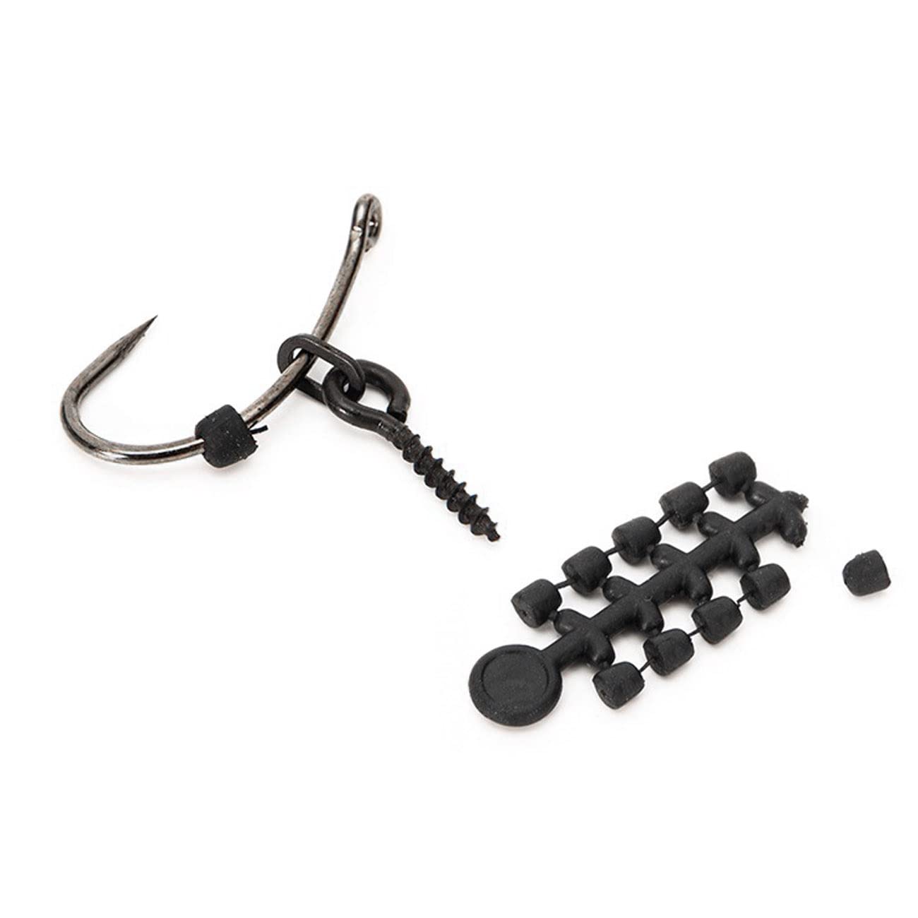 WHYHKJ Carp Fishing Accessories Kit 20pcs Screw Peg with Oval Ring Swivel D-Rig Chod Rig Terminal Tackle Bait Holder Screw and 50pcs Hook Stop Beads