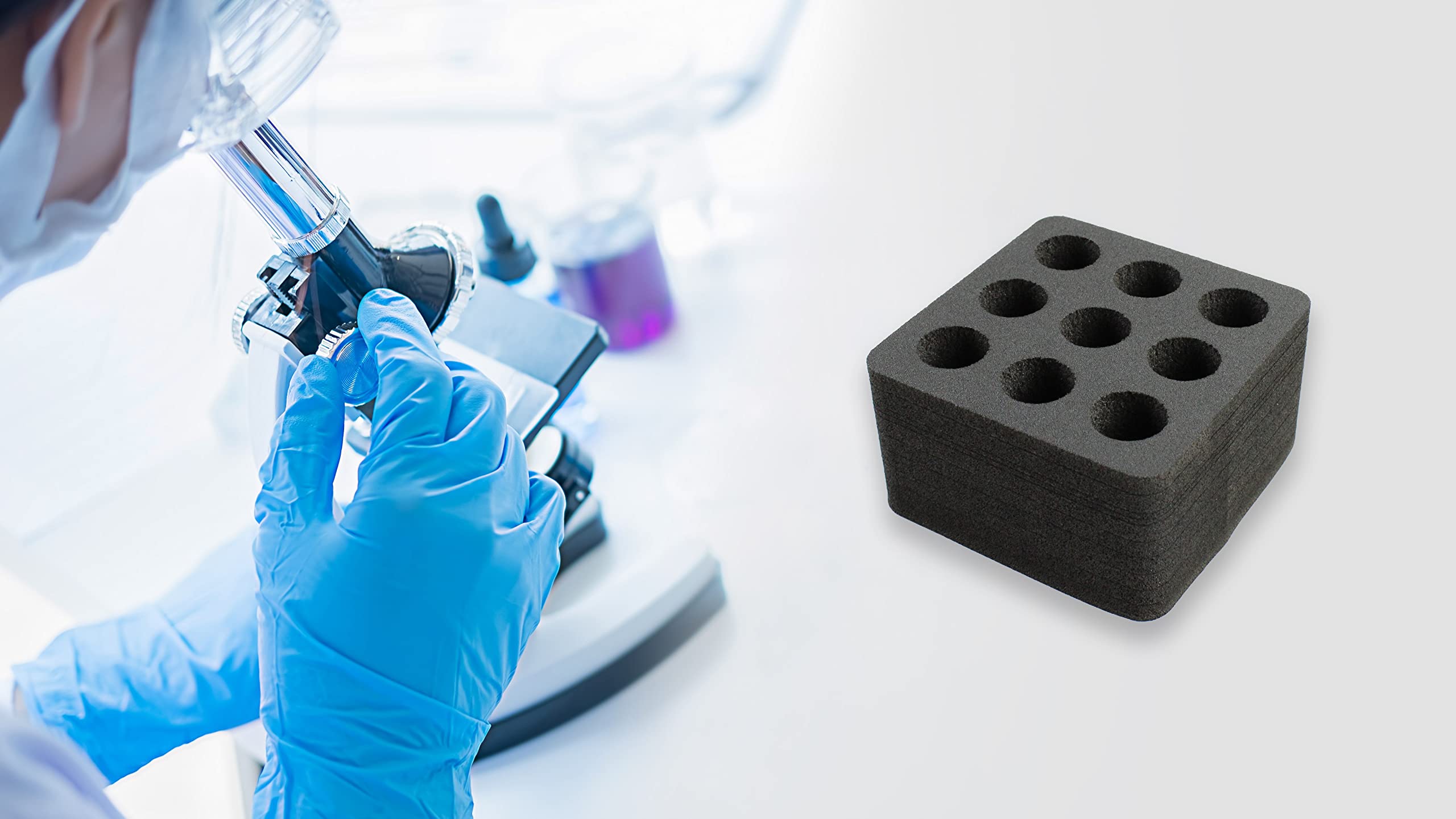 Polar Whale 2 Test Tube Freezer Racks Durable Black Foam Storage Holder Organizer Stand Transport Holds 9 Tubes Fits up to 30mm Diameter
