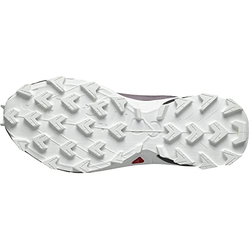 Salomon Women's ALPHACROSS 5 GORE-TEX Trail Running Shoes for Women, Moonscape / Black / White, 8