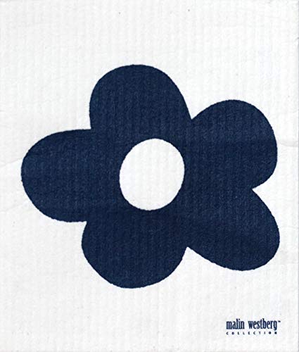 Trendy Tripper Swedish Dishcloths/Sponge Cloths: Packs of 3 Different Dark Blue Designs (3-Pk Dark Blue: Blomma/Blommor/Bubble)