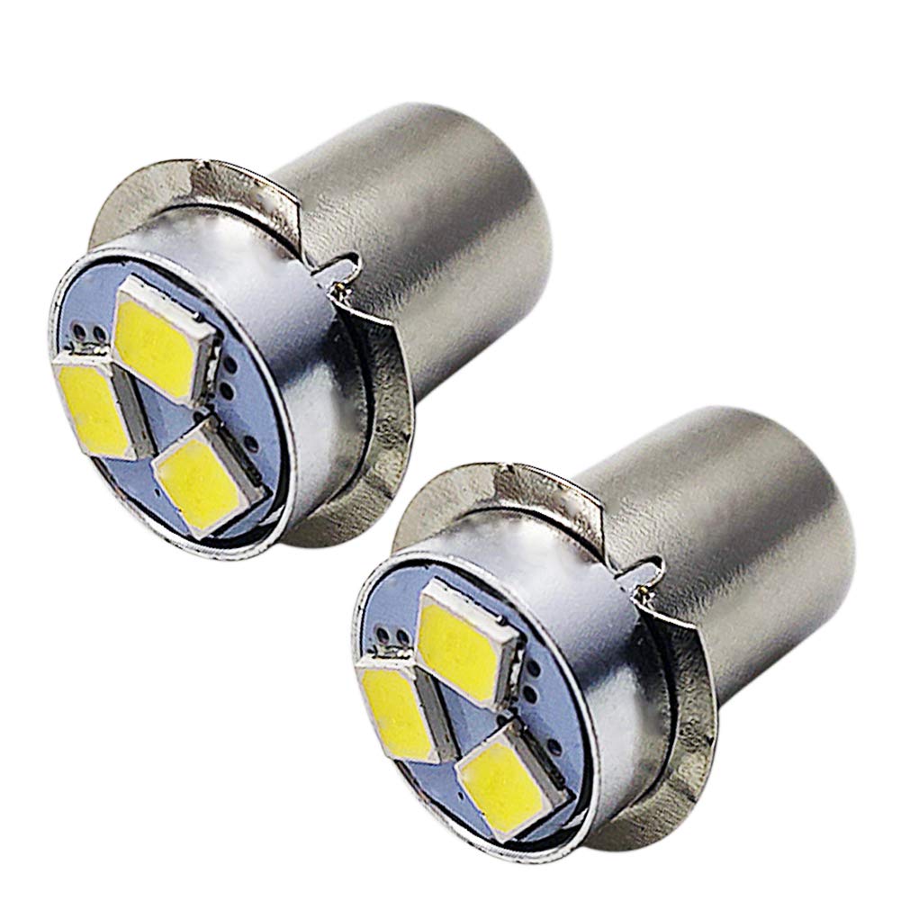 Ruiandsion 2pcs P13.5S LED Bulb 18V White 2835 3SMD Chips LED Bulb Upgrade for Flashlights Torch Light,Non-Polarity